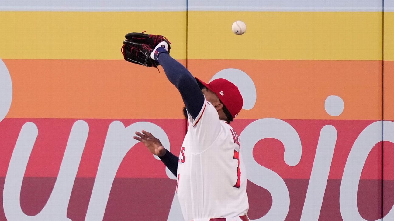 Ball bonks off Angels OF Adell's head, over fence for home run - ABC7 ...